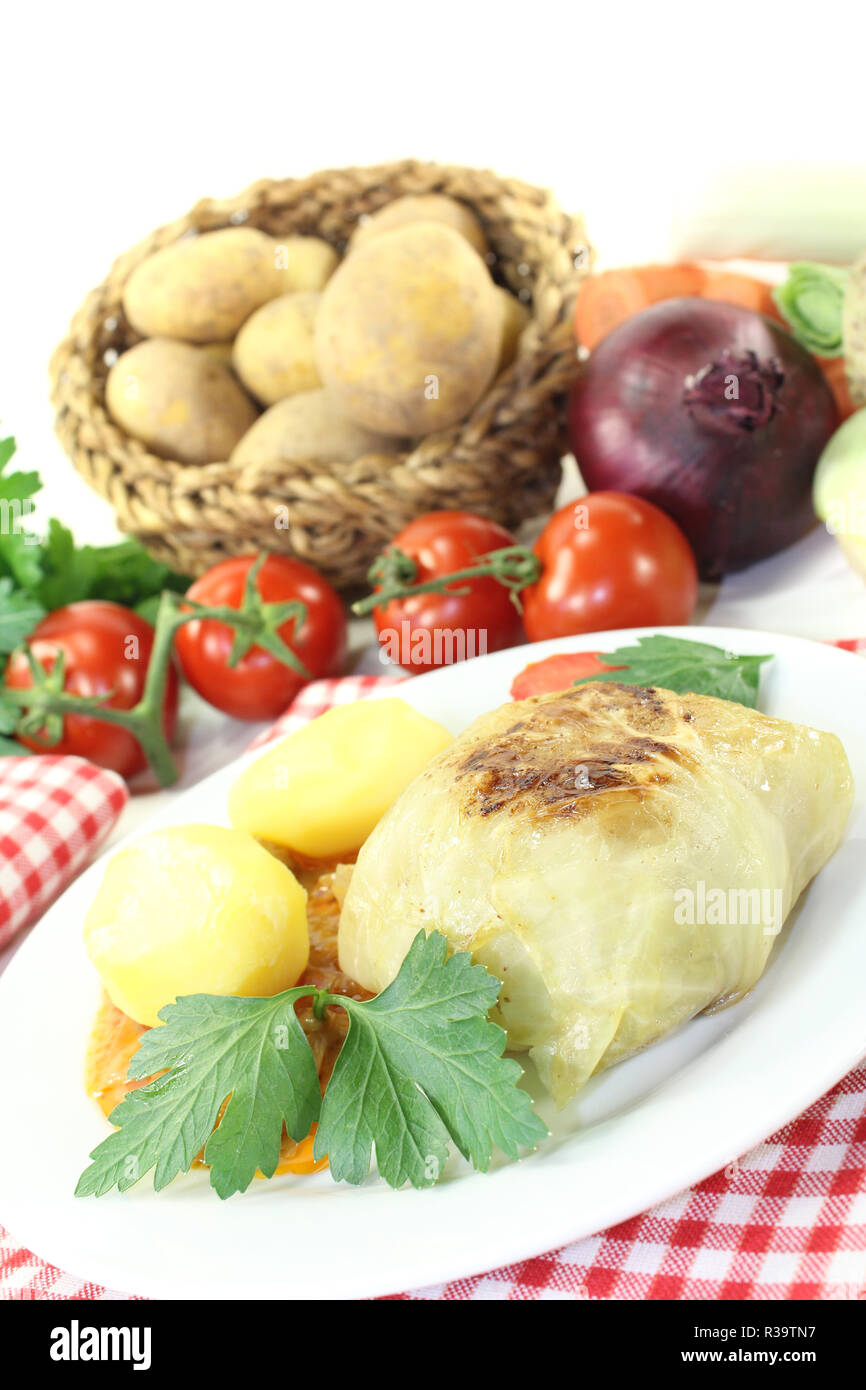 cabbage roulade with potatoes and minced meat Stock Photo - Alamy