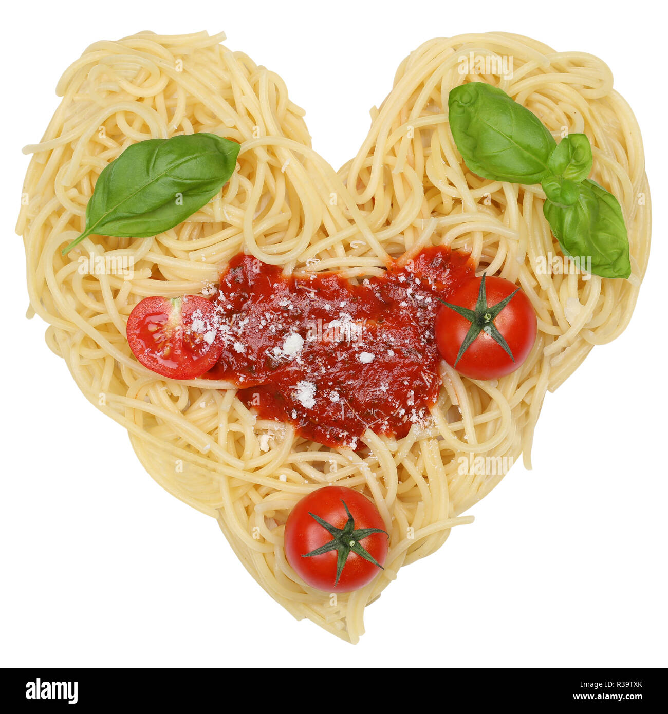 spaghetti noodles pasta isolated as heart Stock Photo - Alamy