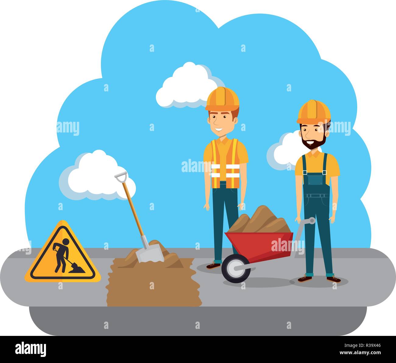 builders construction working scene vector illustration design Stock ...