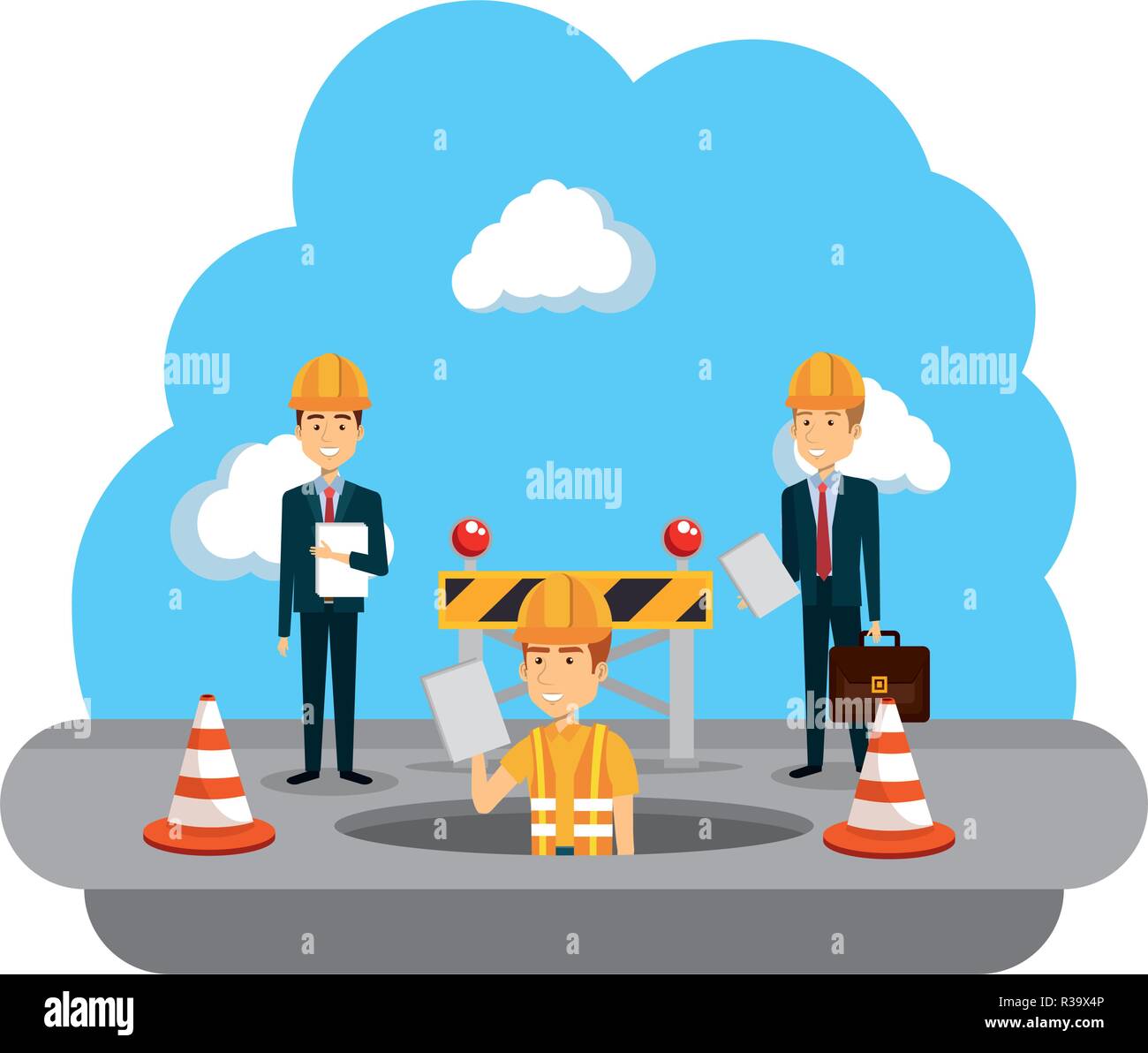 builders construction working scene vector illustration design Stock ...