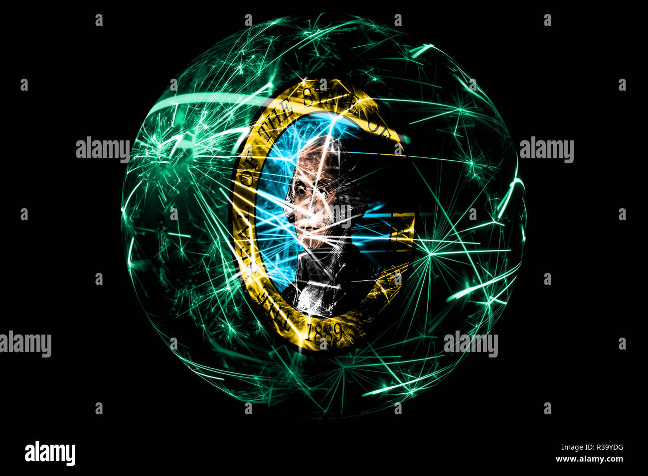 Abstract Washington sparkling flag. American Christmas ball holiday ...