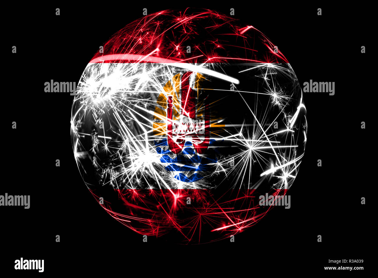 Abstract French Polynesia sparkling flag, Christmas ball holiday ...