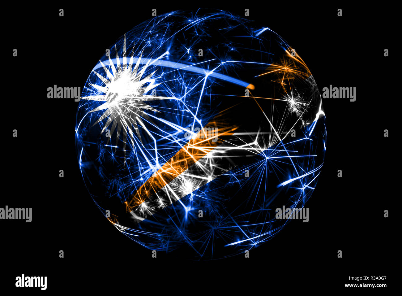 Abstract Marshall Islands sparkling flag, Christmas ball holiday ...