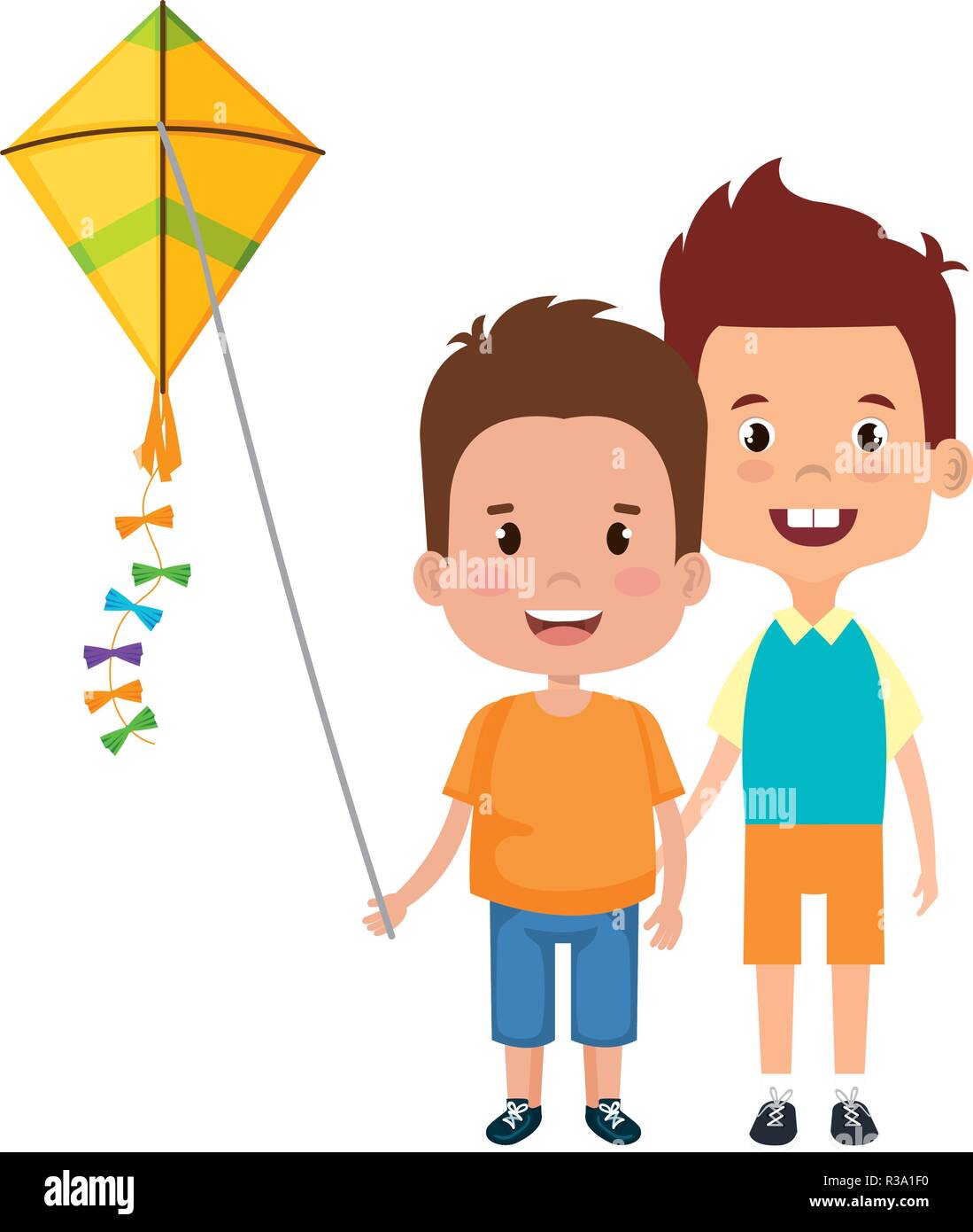 kids boys with kite flying Stock Vector Image & Art - Alamy