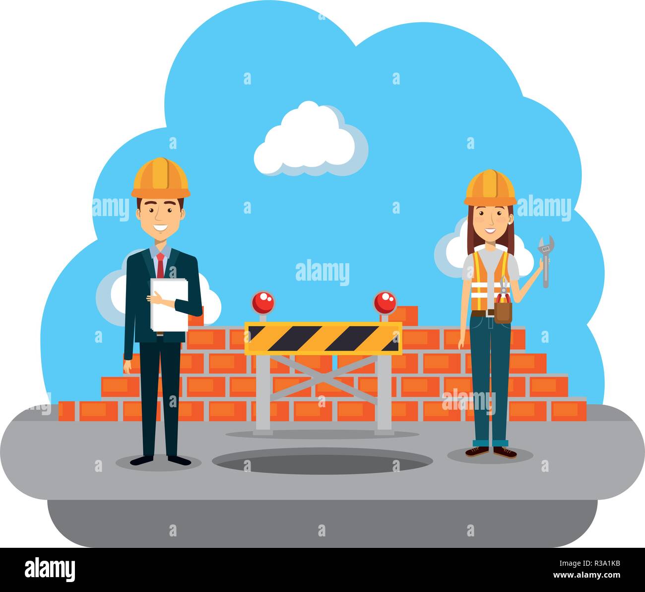 builders construction working scene Stock Vector Image & Art - Alamy
