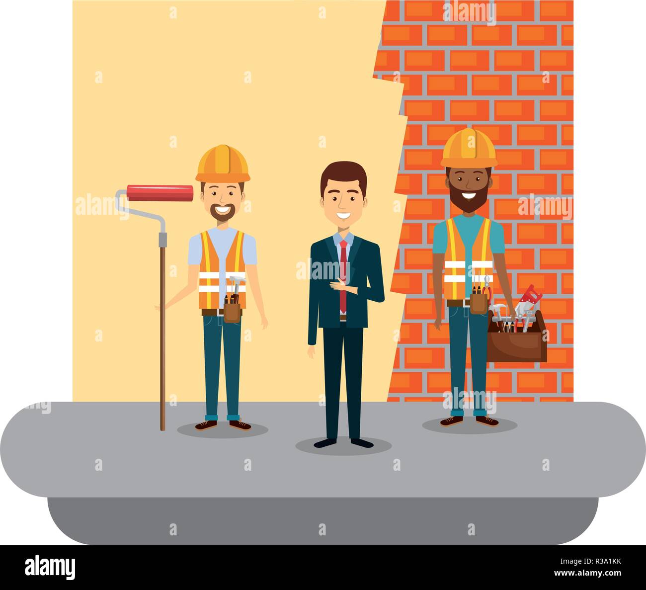 builders construction working scene Stock Vector Image & Art - Alamy