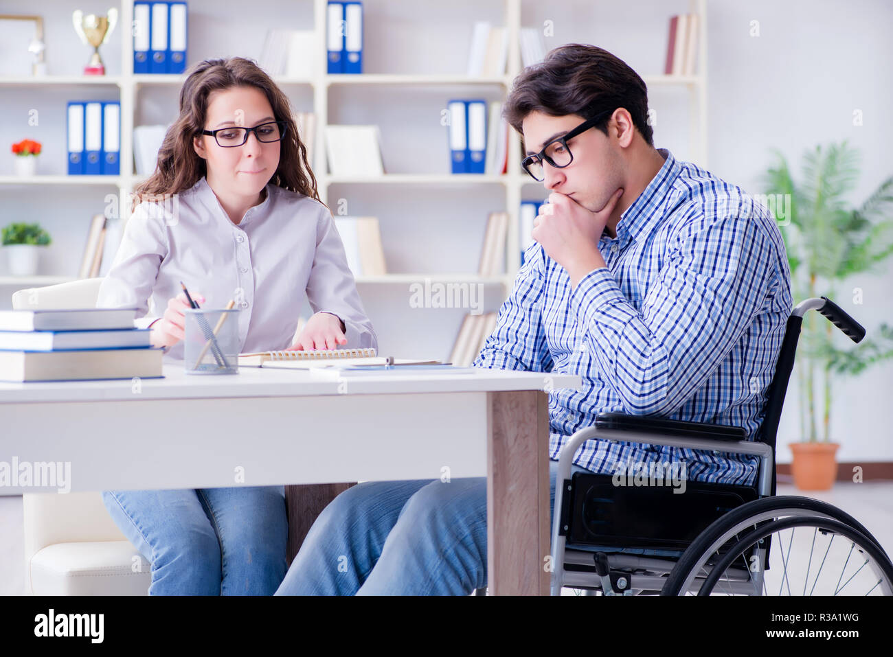 Concerned teacher and college student hi-res stock photography and ...