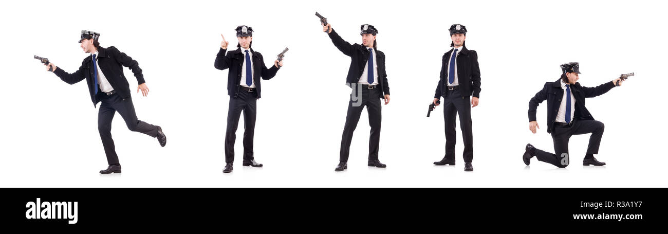 Police officer isolated on white Stock Photo - Alamy