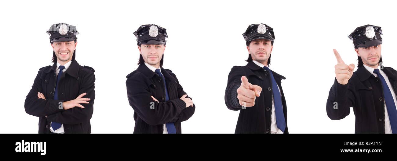 Police officer isolated on white Stock Photo - Alamy