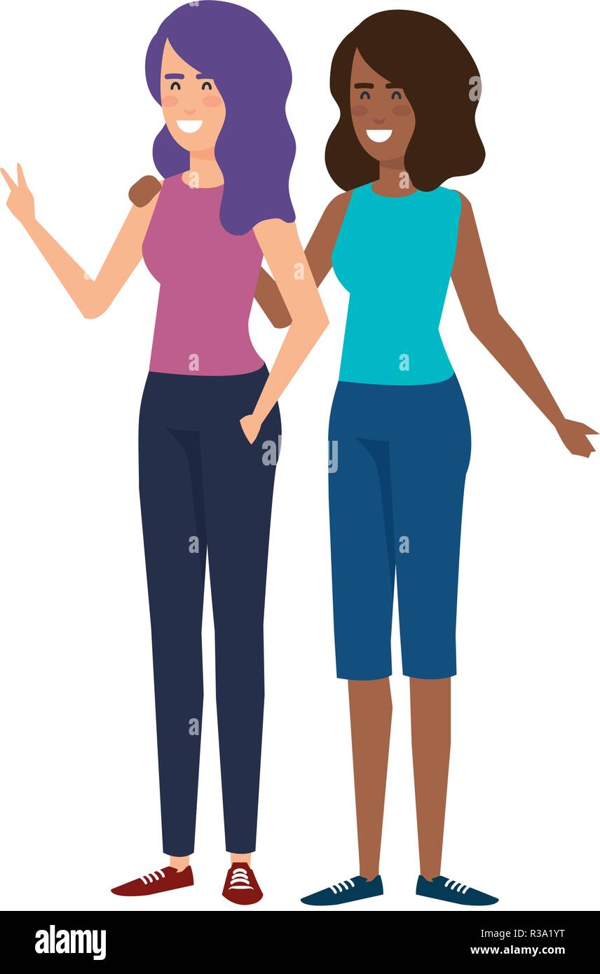 couple girls avatars characters Stock Vector Image & Art - Alamy