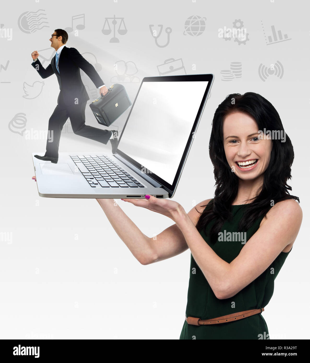 Woman carrying computer monitor hi-res stock photography and images - Alamy