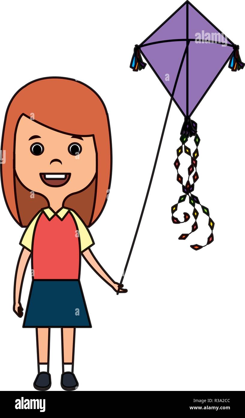 little girl flying kite Stock Vector Image & Art - Alamy