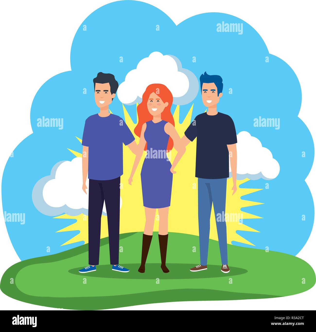 group of people in the field characters Stock Vector Image & Art - Alamy