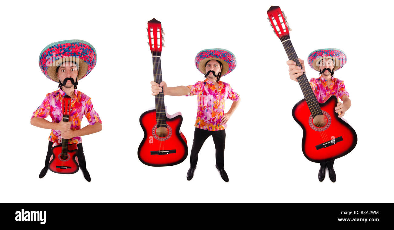 Mexican guitar player isolated on the white Stock Photo - Alamy