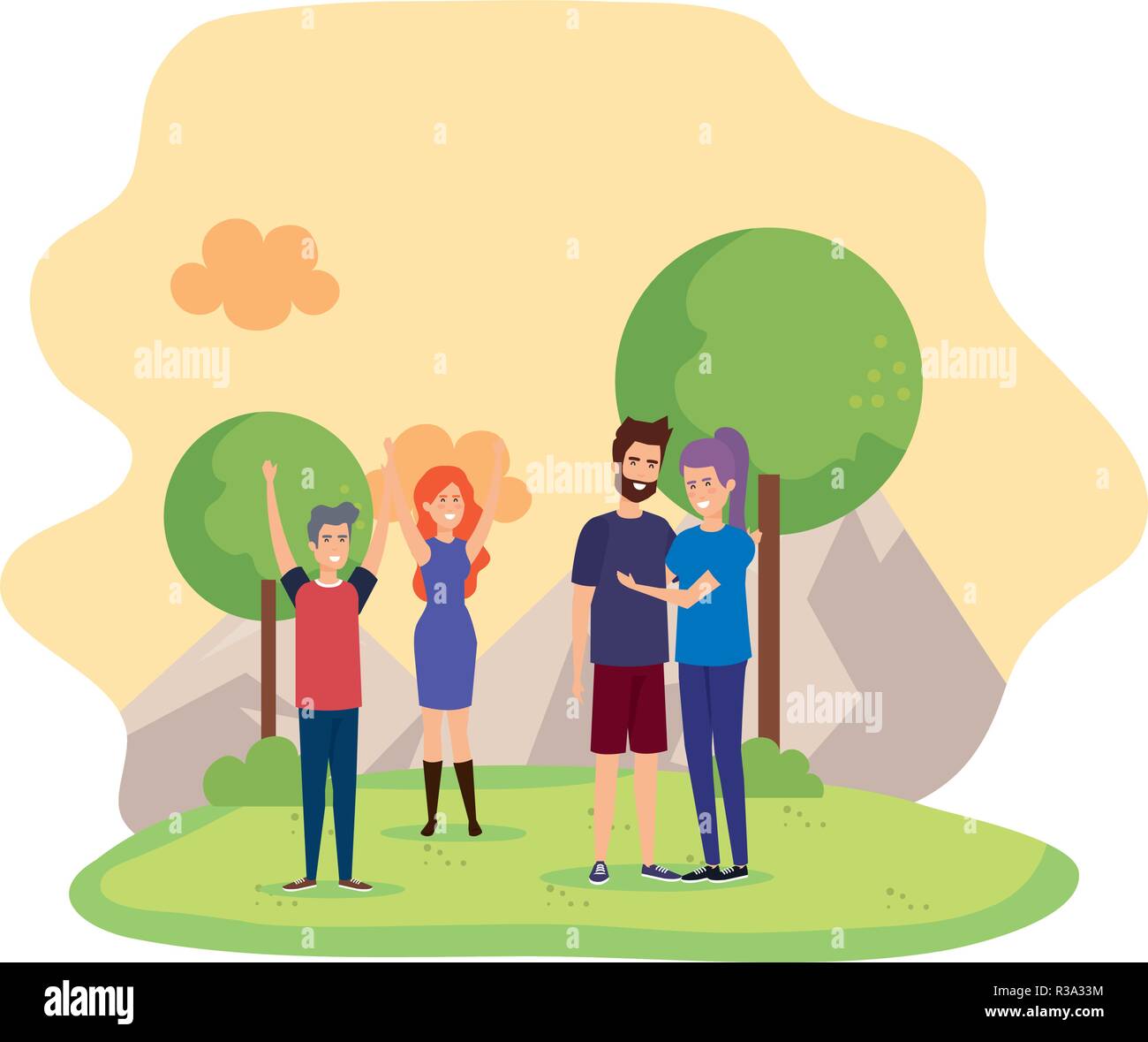 group of people in the field characters Stock Vector Image & Art - Alamy
