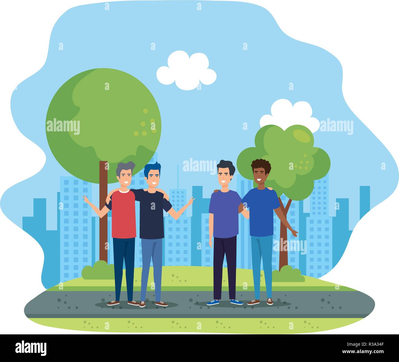 group of people in the field characters Stock Vector Image & Art - Alamy