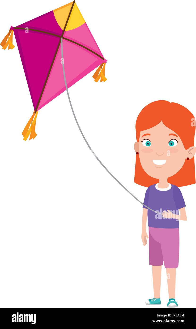 little girl flying kite Stock Vector Image & Art - Alamy