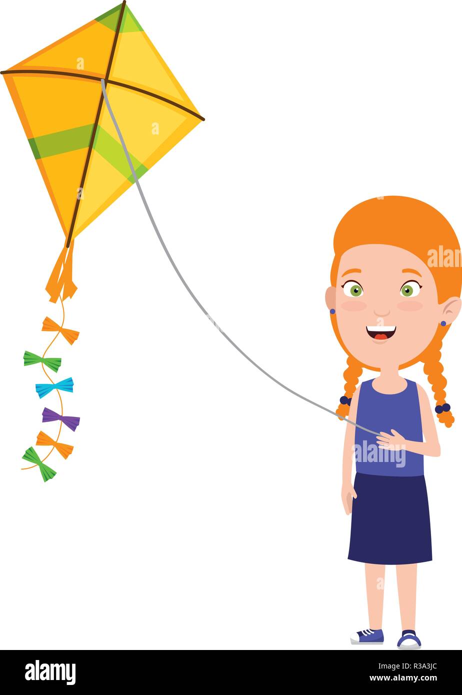 little girl flying kite Stock Vector Image & Art - Alamy