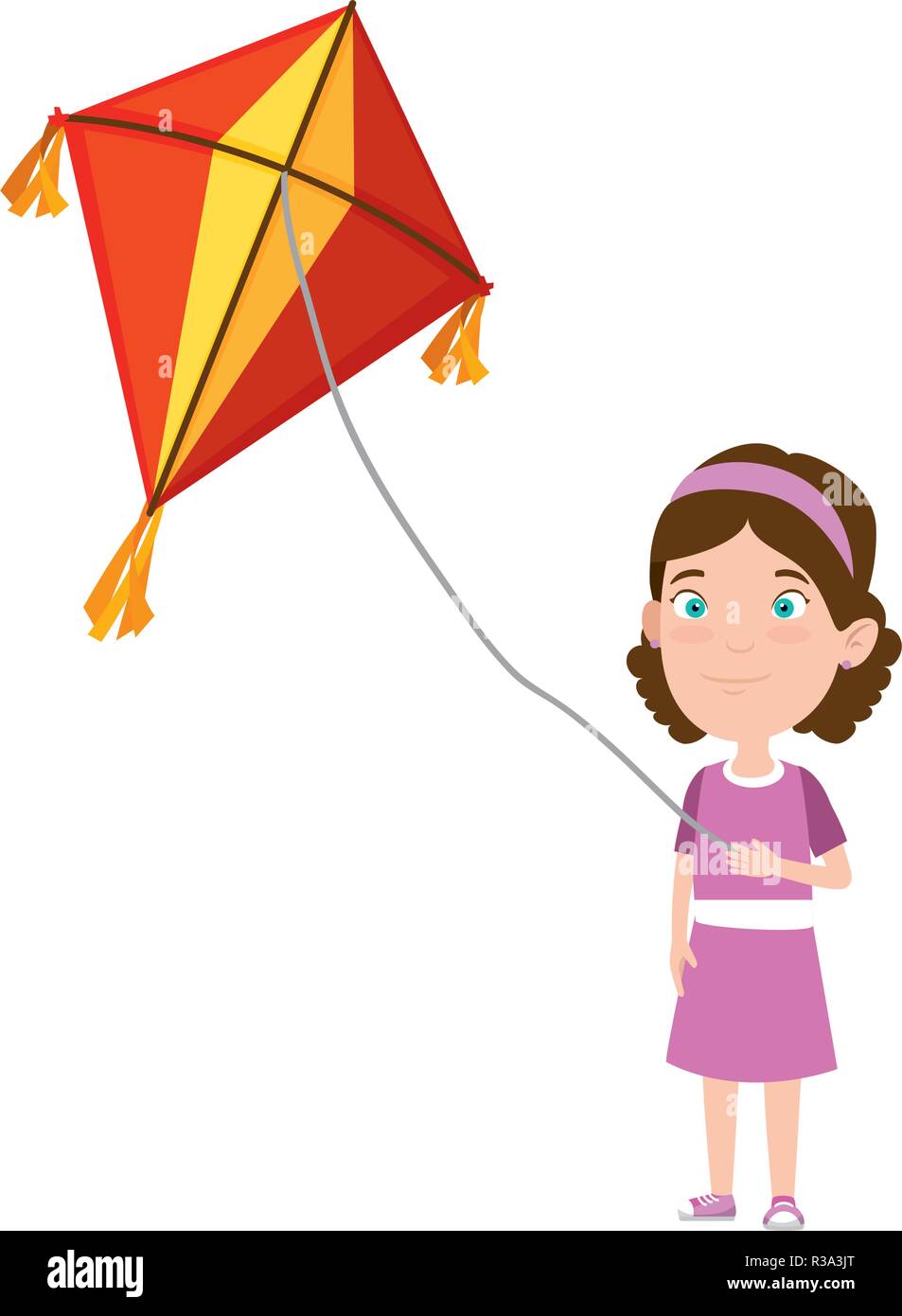 little girl flying kite Stock Vector Image & Art - Alamy