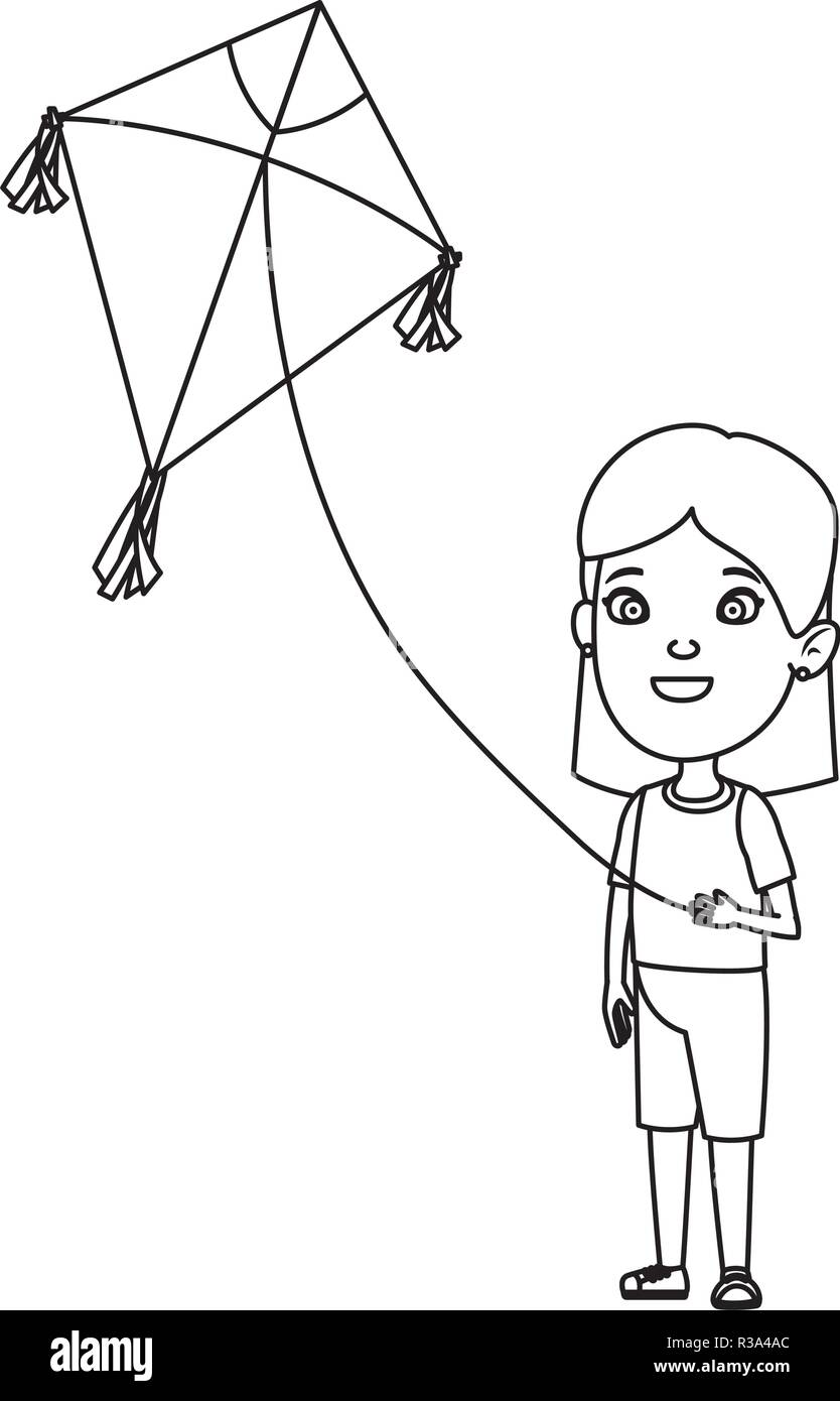 little girl flying kite Stock Vector Image & Art - Alamy