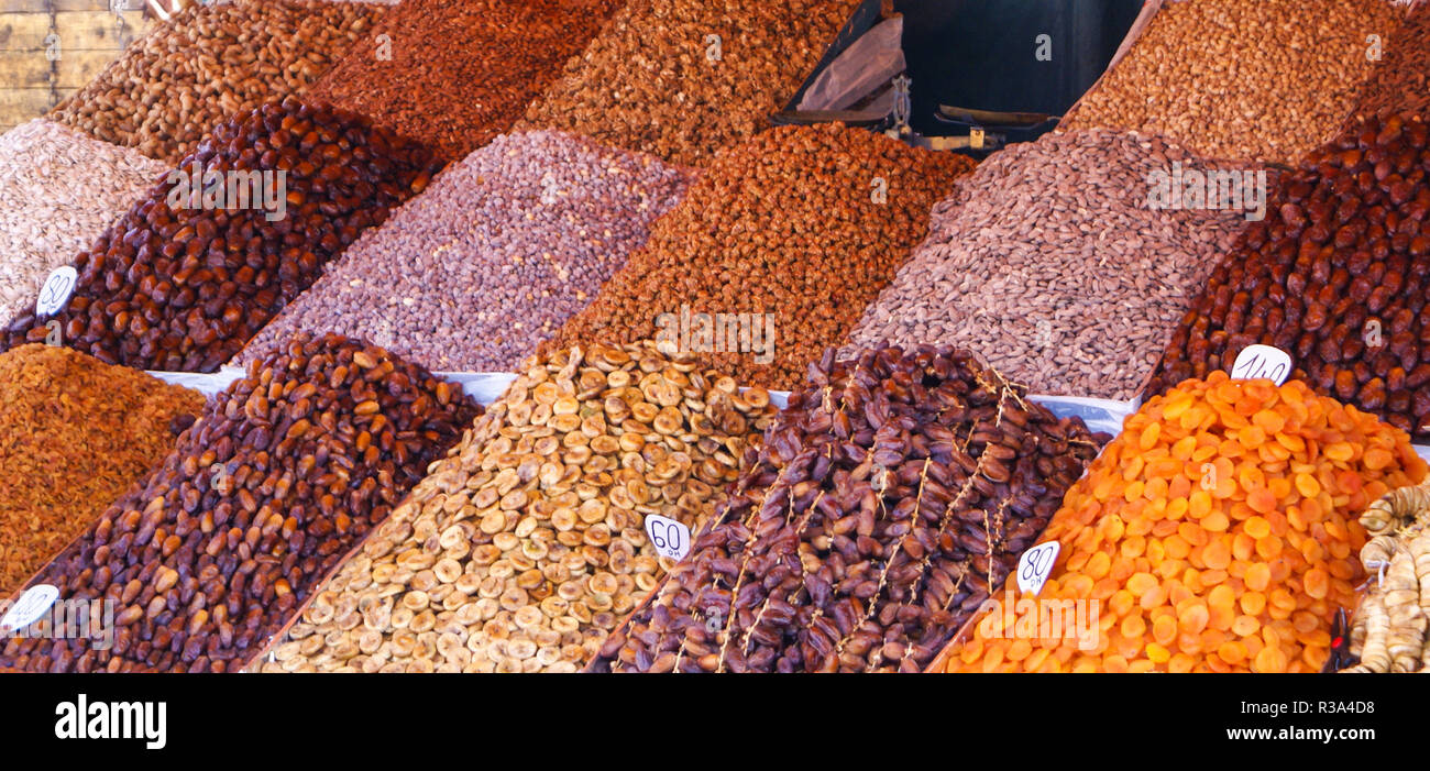 dried fruits and legumes at a market stall in morocco Stock Photo - Alamy