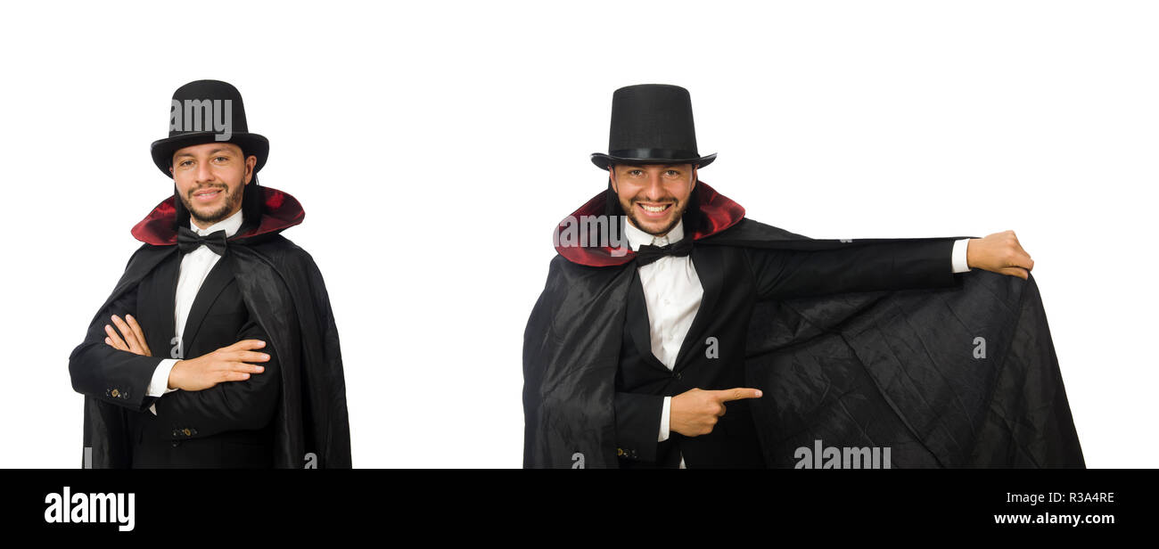 Man magician isolated on white Stock Photo - Alamy