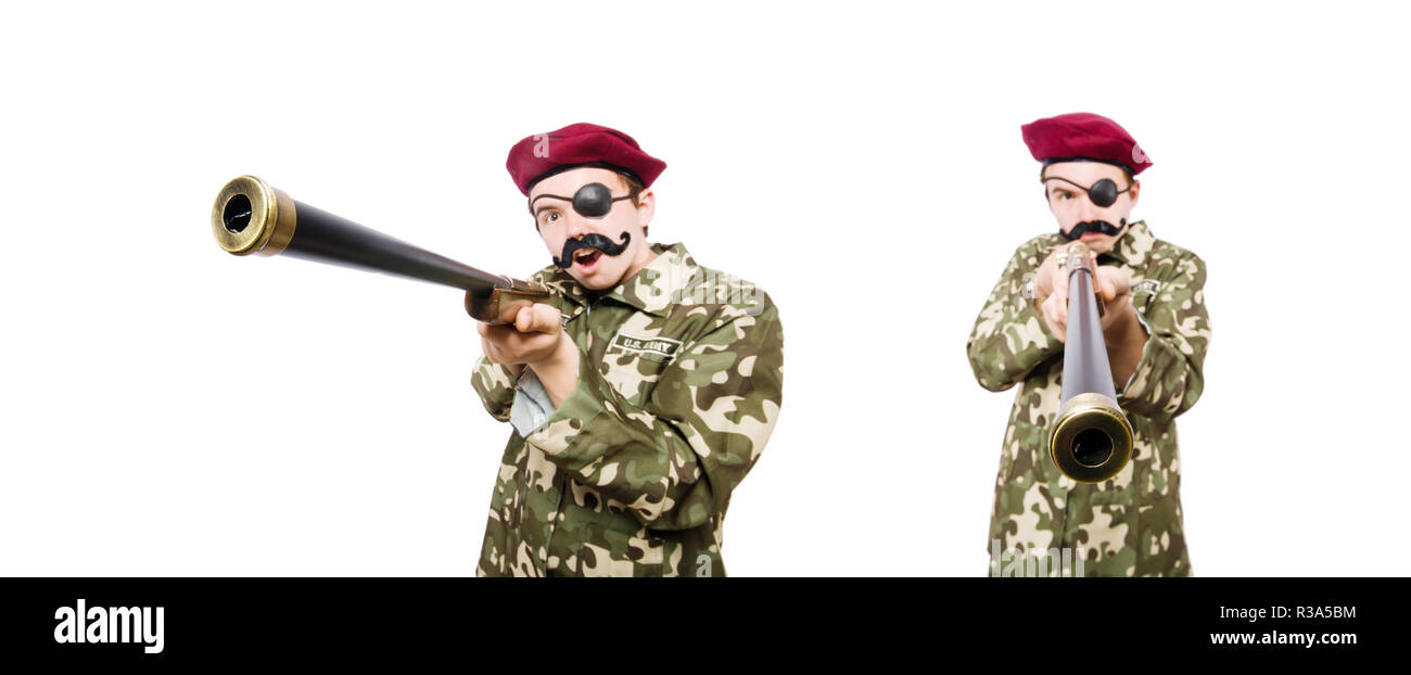 Funny soldier in military concept Stock Photo - Alamy