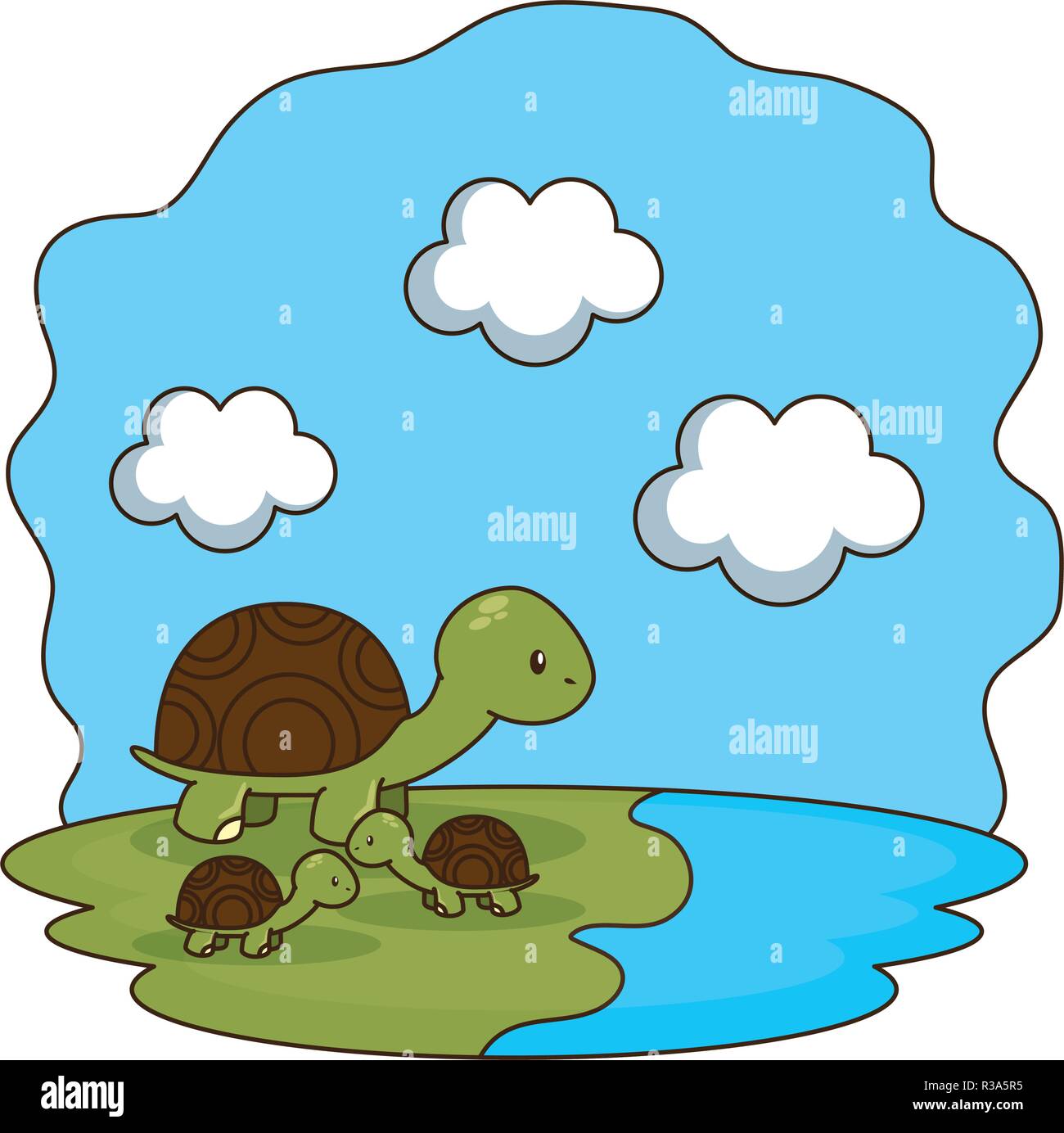 cute turtles family in the camp Stock Vector Image & Art - Alamy