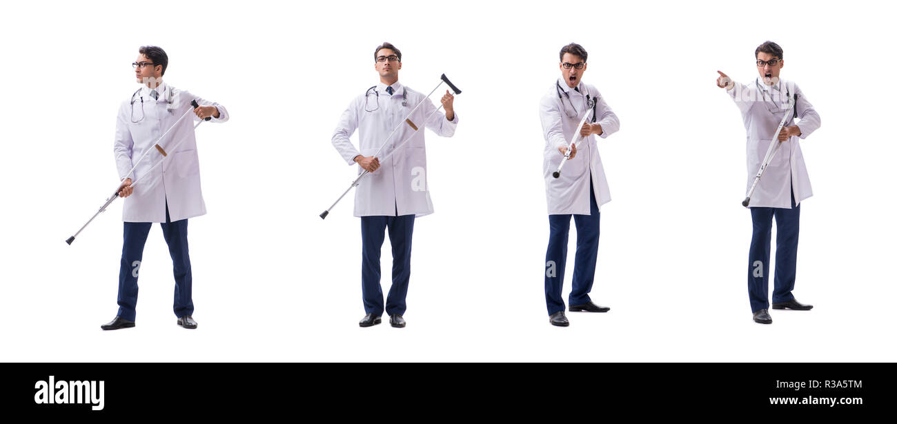 Young doctor physician standing walking isolated on white background ...