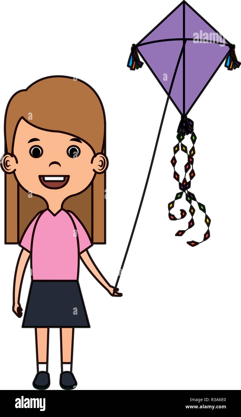 little girl flying kite Stock Vector Image & Art - Alamy