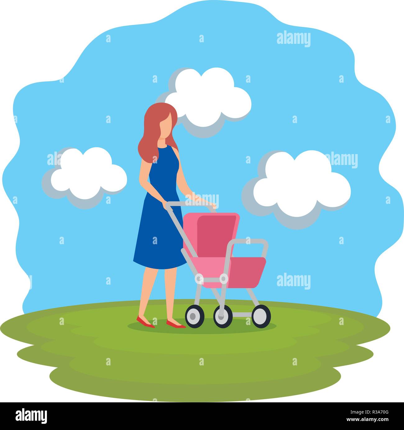 mother with cart baby character Stock Vector Image & Art - Alamy