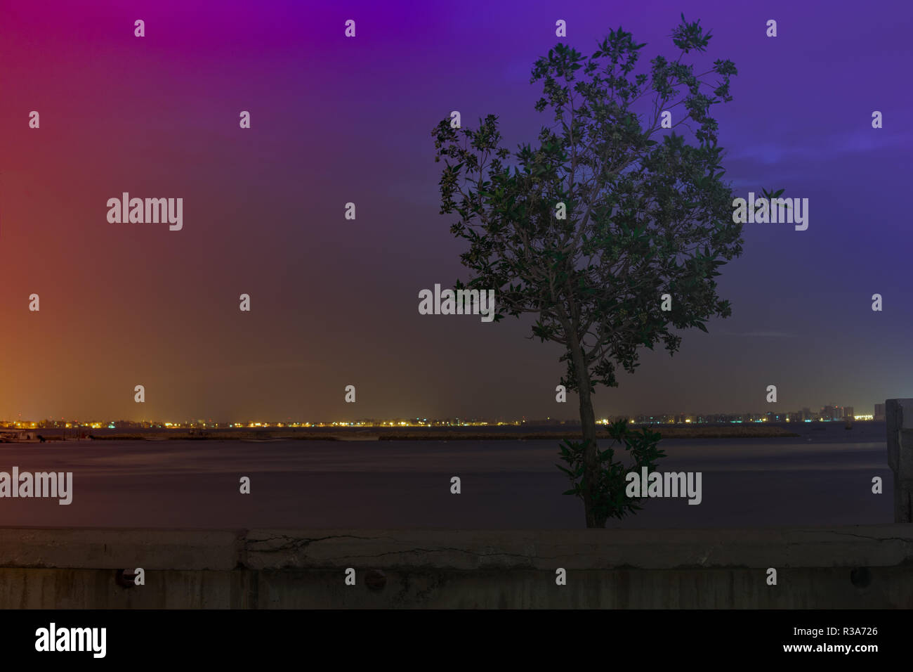 Manama, Bahrain - Night city view of Manama / Juffair / Sea / Night ...