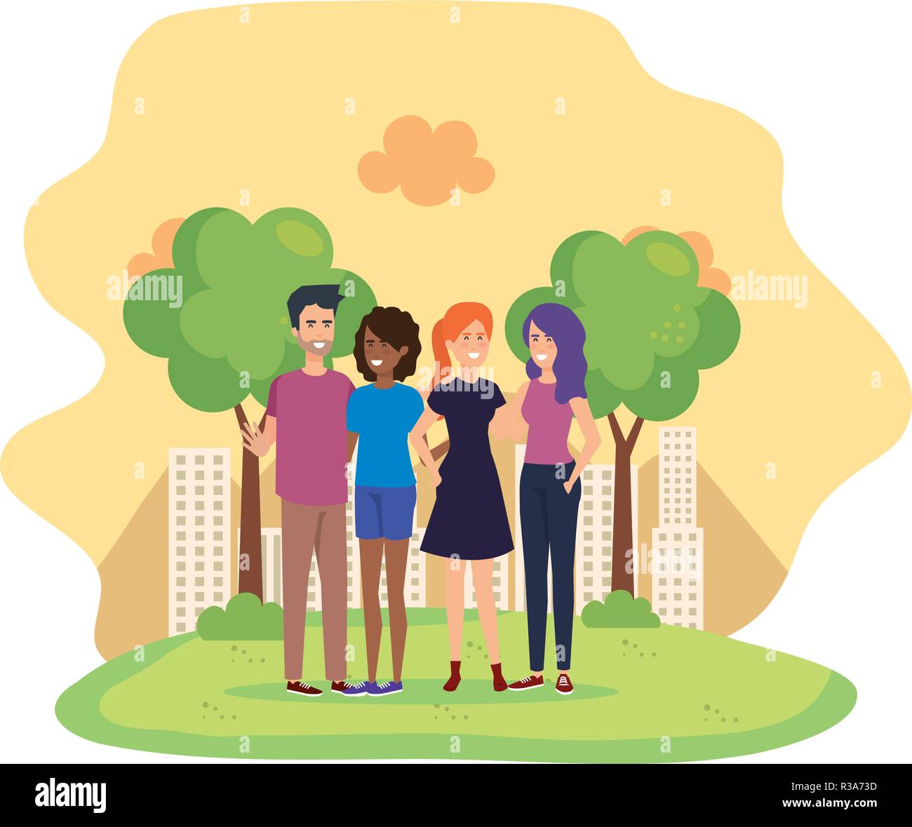 group of people in the field characters Stock Vector Image & Art - Alamy