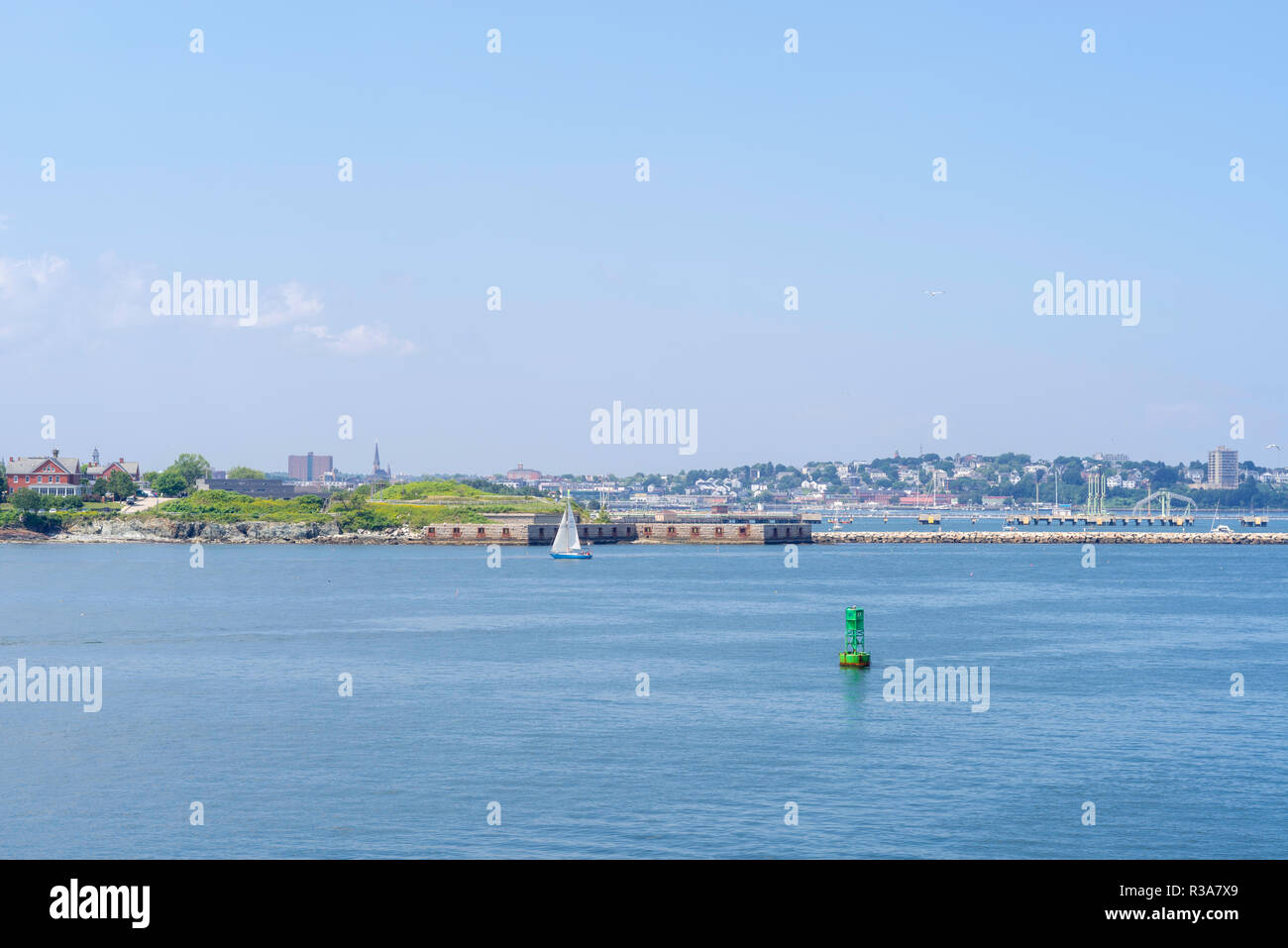 Seaside view as you're entering Portland Harbor, Portland, Maine, USA ...