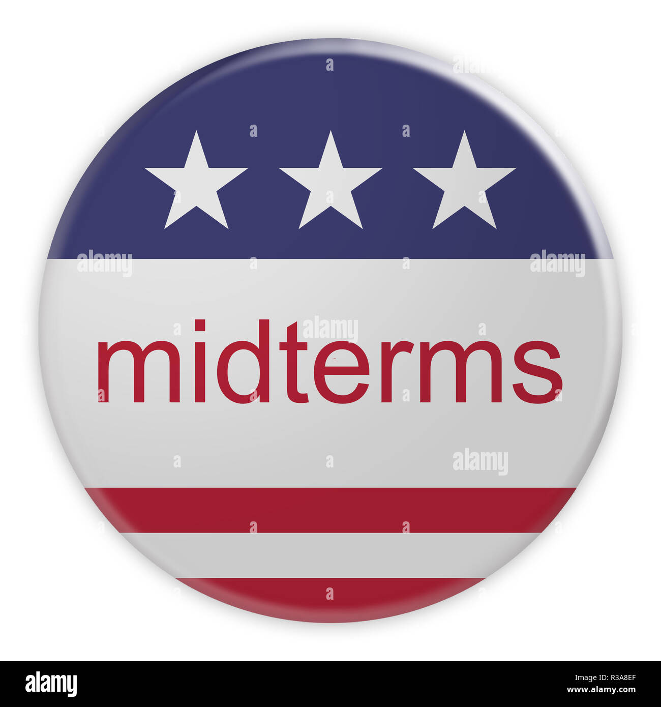 USA Politics News Badge: Midterms Button With US Flag, 3d illustration ...