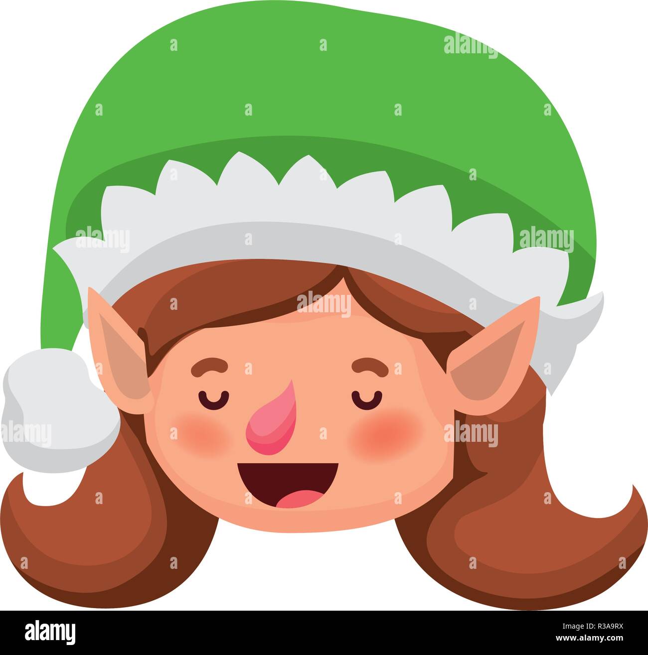 elf woman head with hat avatar character Stock Vector Image & Art - Alamy