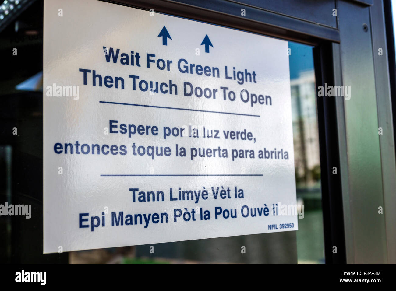 Miami Beach Florida,Miami-Dade Metrobus sign bilingual Spanish English ...