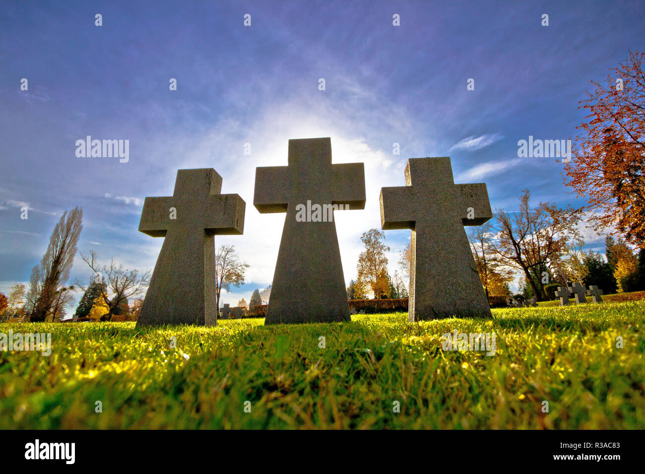 Silhouette of 3 crosses hi-res stock photography and images - Alamy