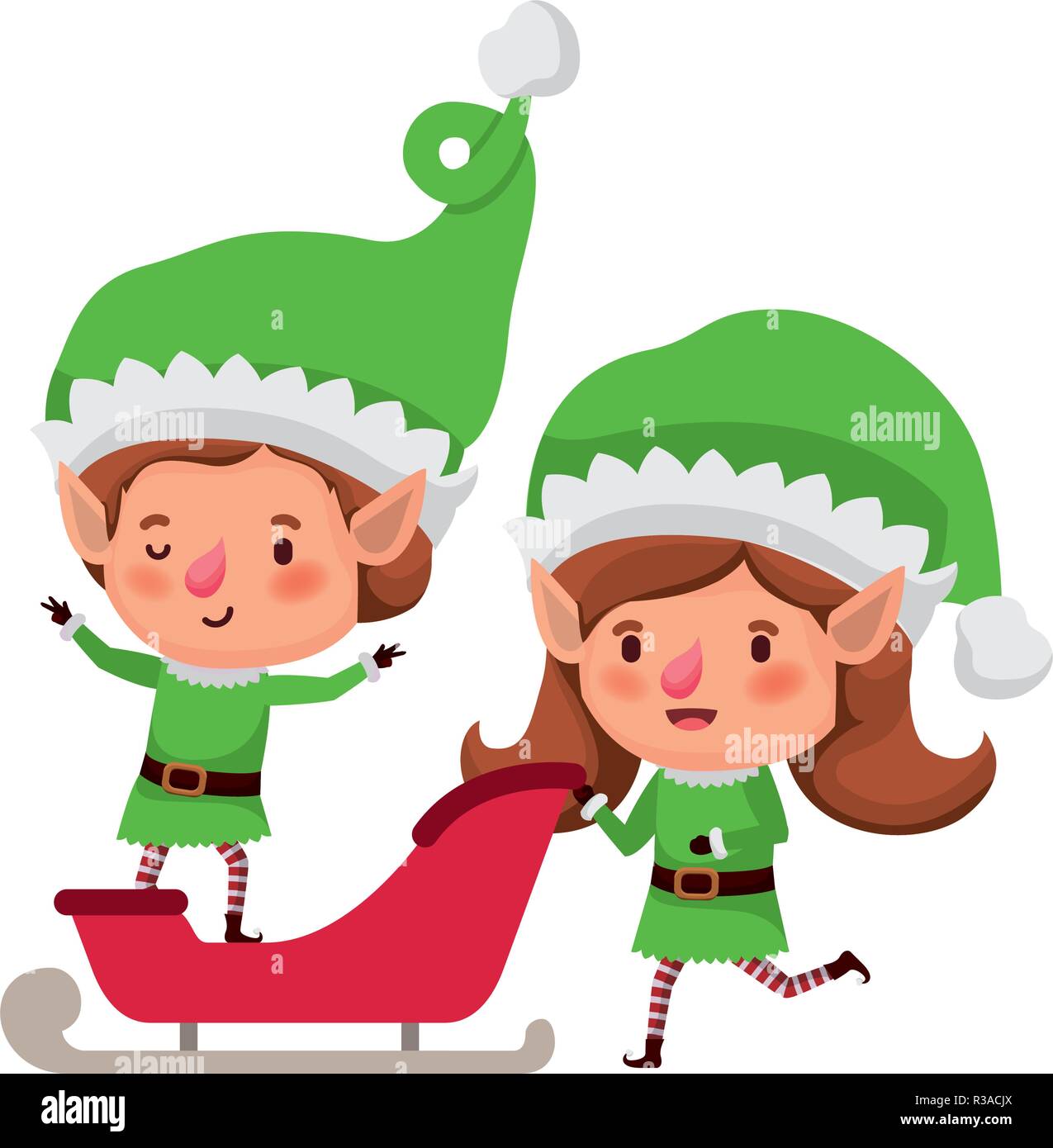 elf couple with sleigh avatar chatacter Stock Vector Image & Art - Alamy