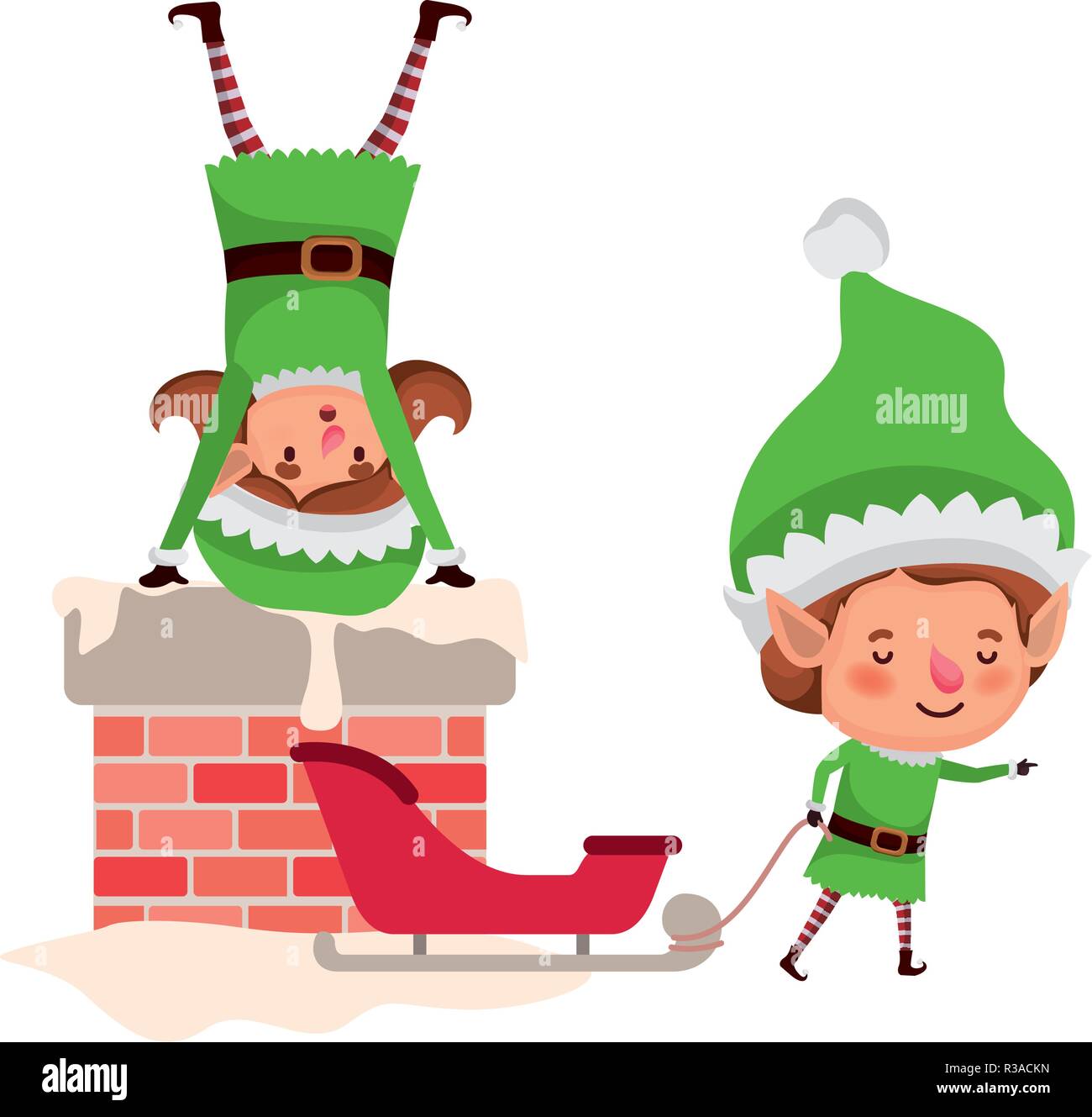 elf couple with sleigh avatar chatacter Stock Vector Image & Art - Alamy