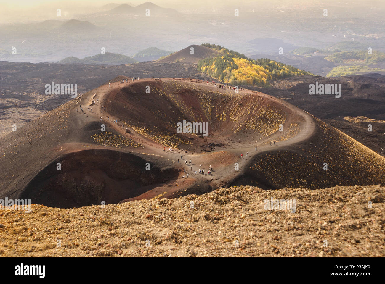 view of the volcanic landscape around mount etna Stock Photo - Alamy