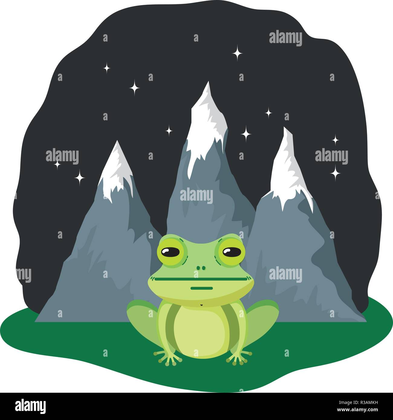 cute toad in the landscape on the night vector illustration design ...