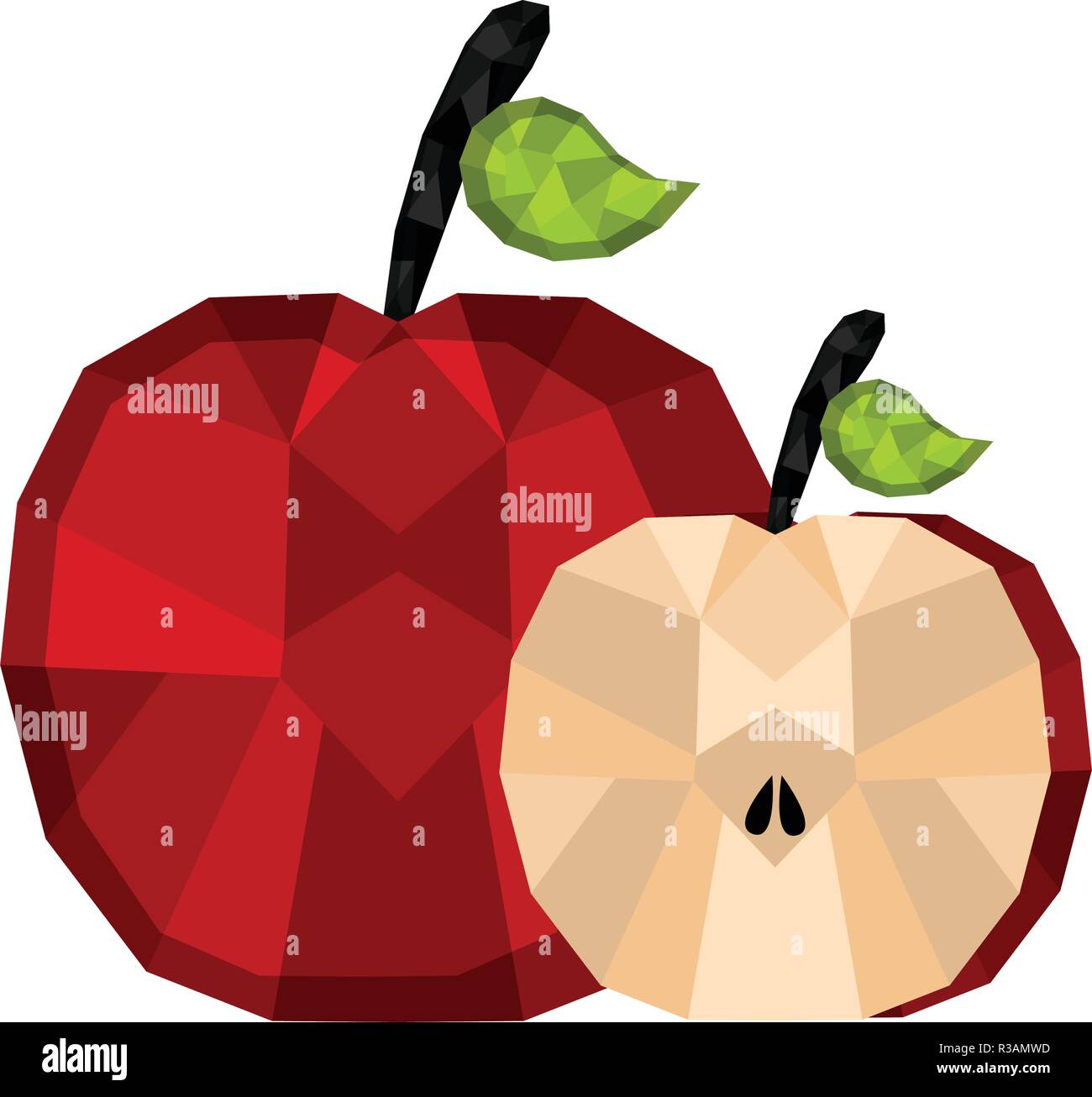 Isolated geometric apple cut. Low Poly Stock Vector Image & Art - Alamy