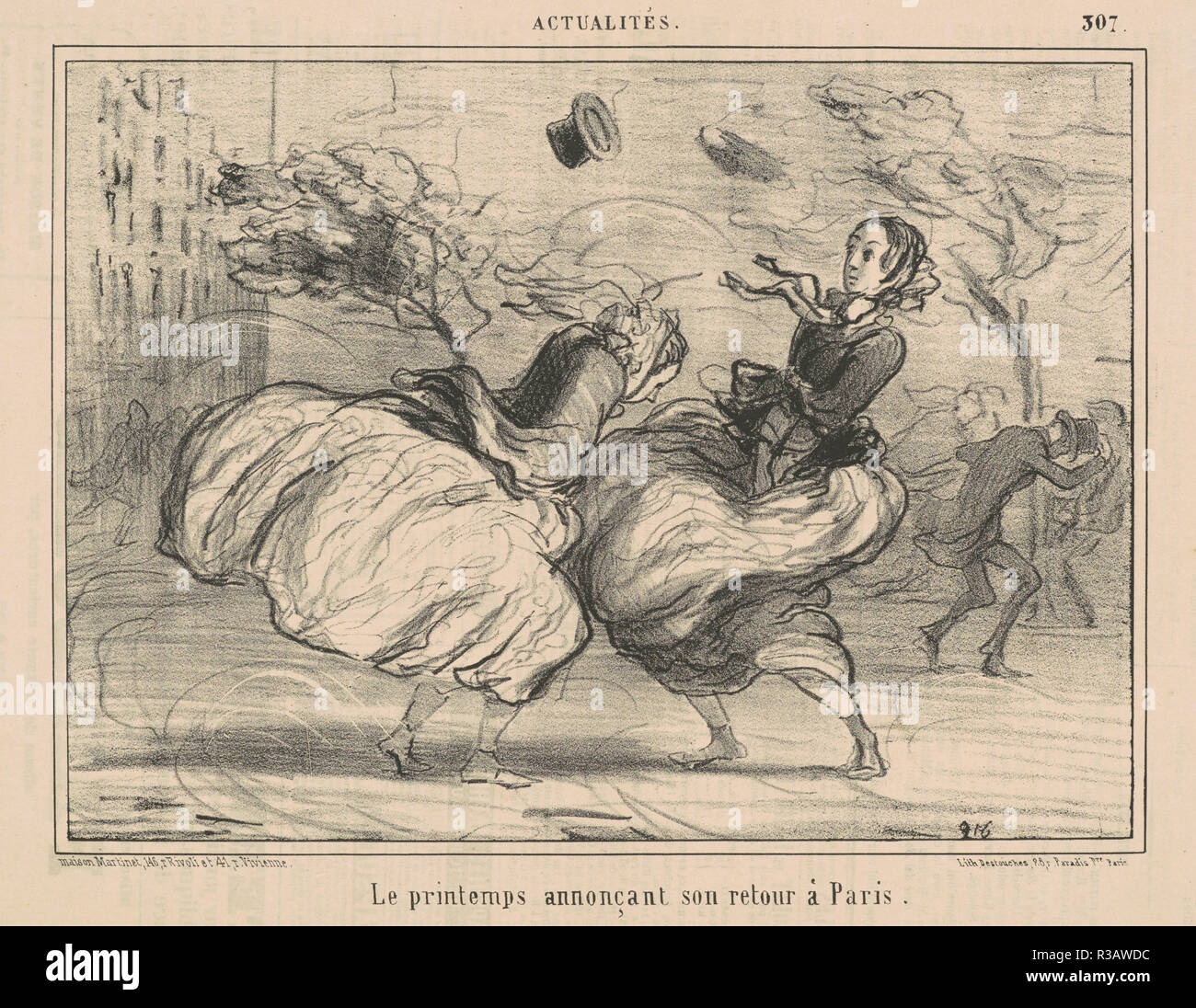 Le printemps annonçant son retour à Paris. Dated: 19th century. Medium ...