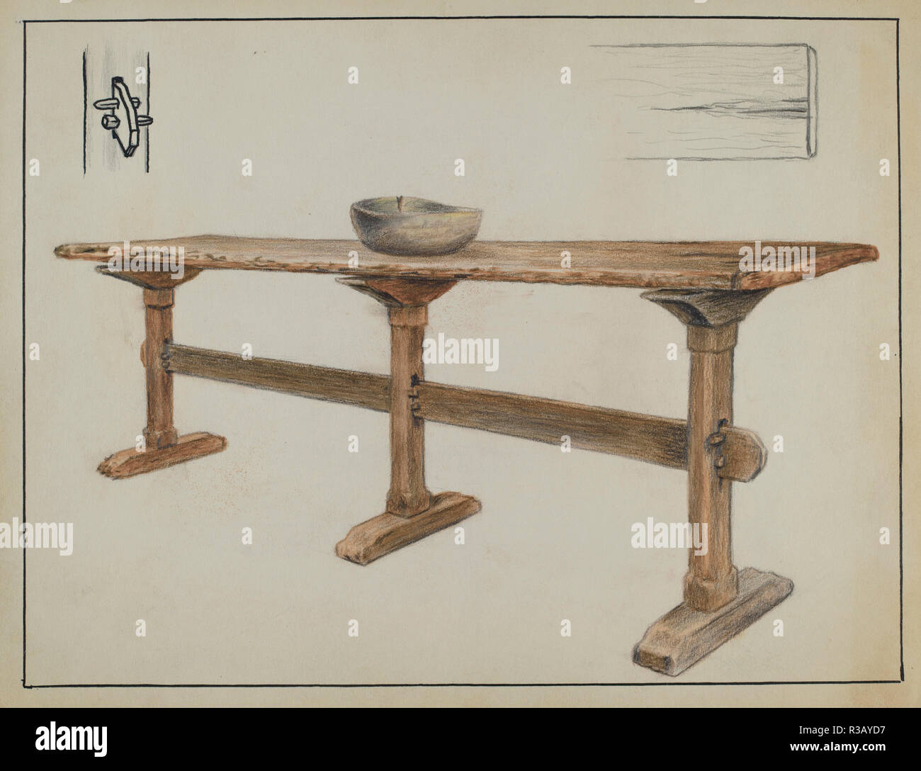 Trestle Table. Dated: 1936. Dimensions: overall: 22.7 x 29 cm (8 15/16 ...