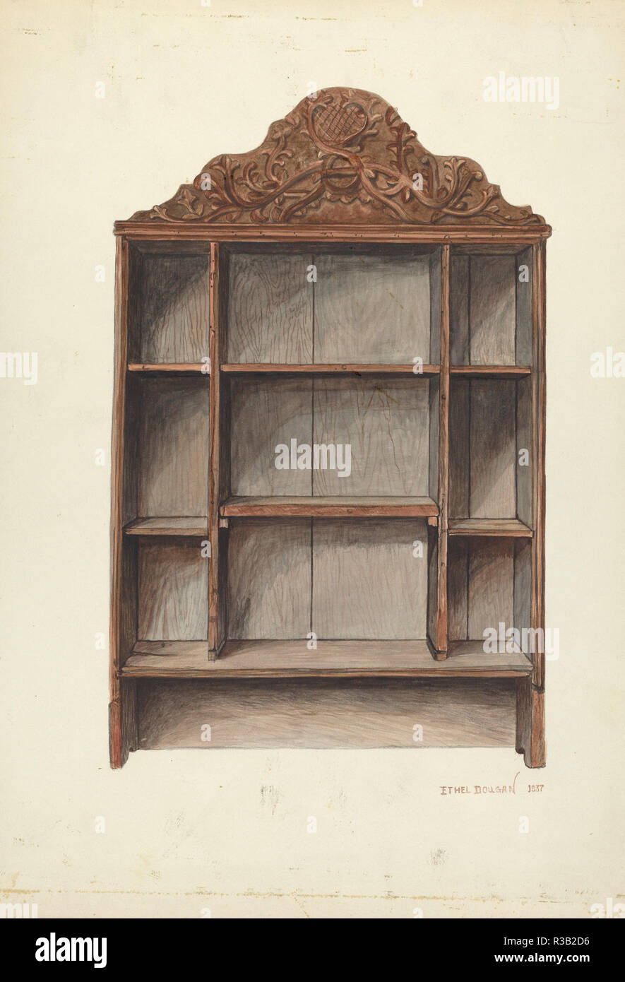 Hand Carved Cabinet. Dated: c. 1953. Dimensions: overall: 35.5 x 24.4 ...