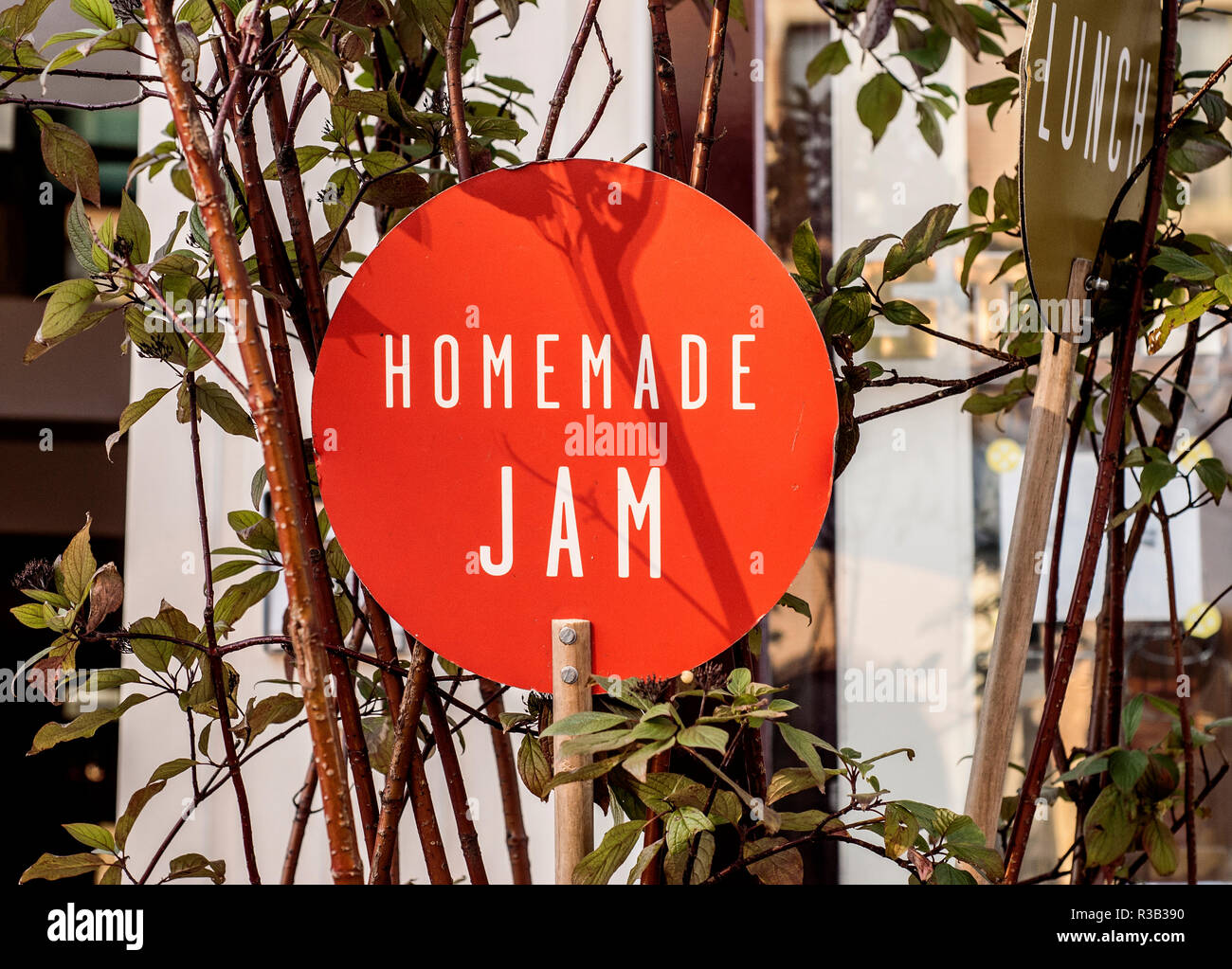 Homemade jam sign in front of a dutch restaurant Stock Photo - Alamy