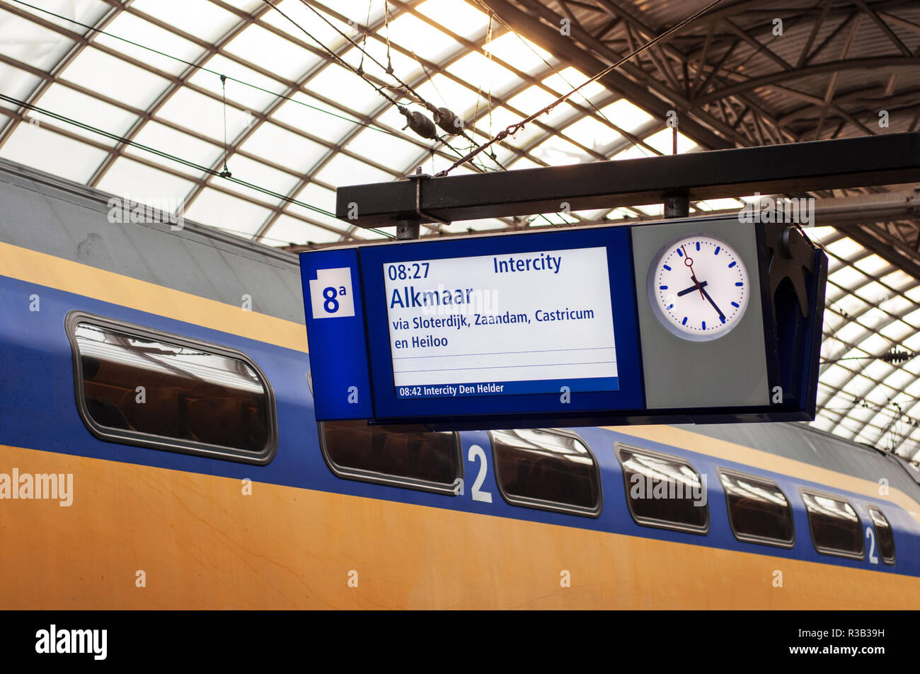 Amsterdam railway station panel Stock Photo - Alamy