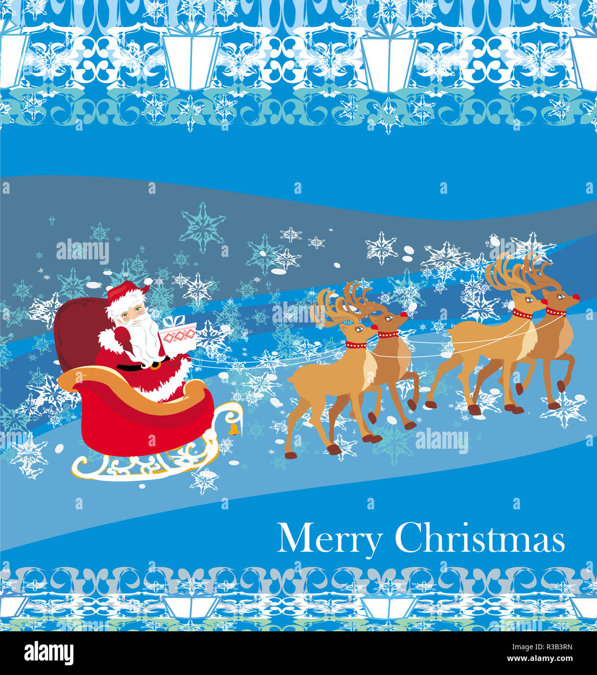 santa claus and reindeer - abstract christmas card Stock Photo - Alamy