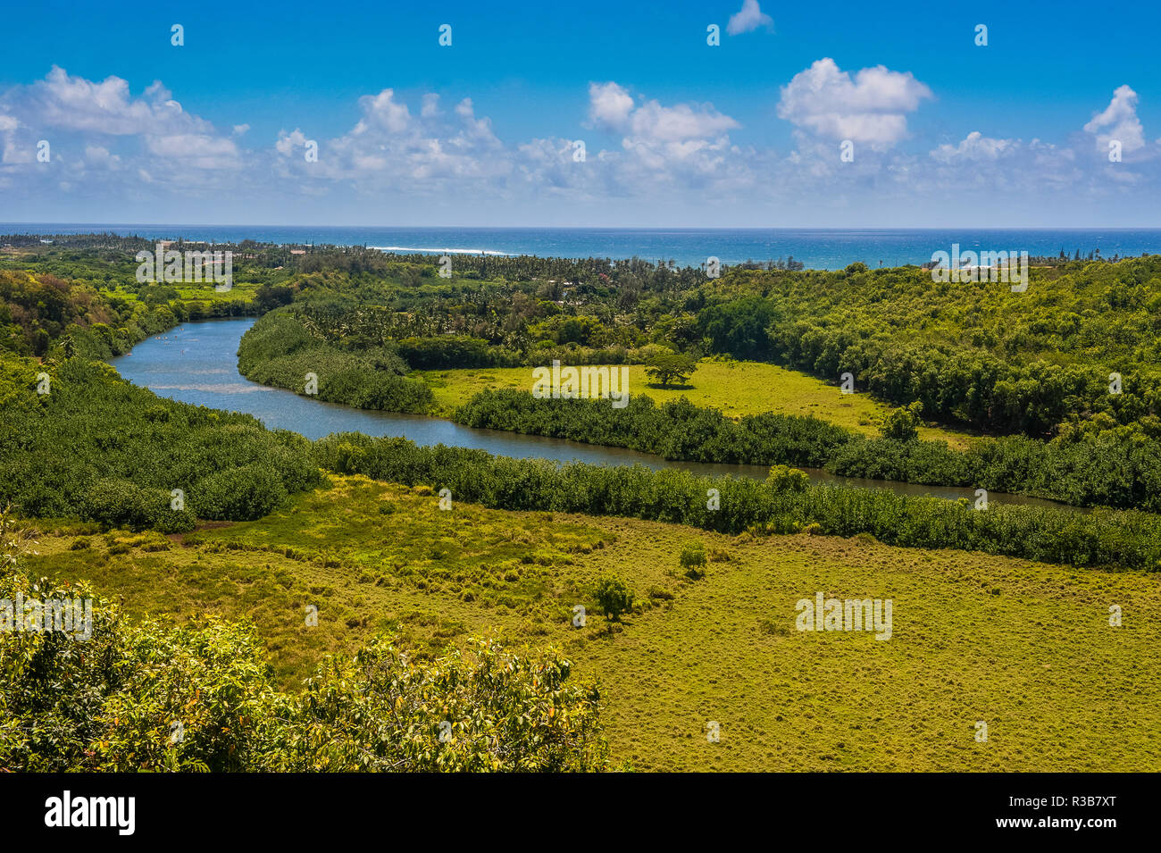 Wailua River in green landscape, Kauai, Hawaii, USA Stock Photo - Alamy